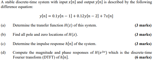 Solved A stable discrete-time system with input x[n] and | Chegg.com