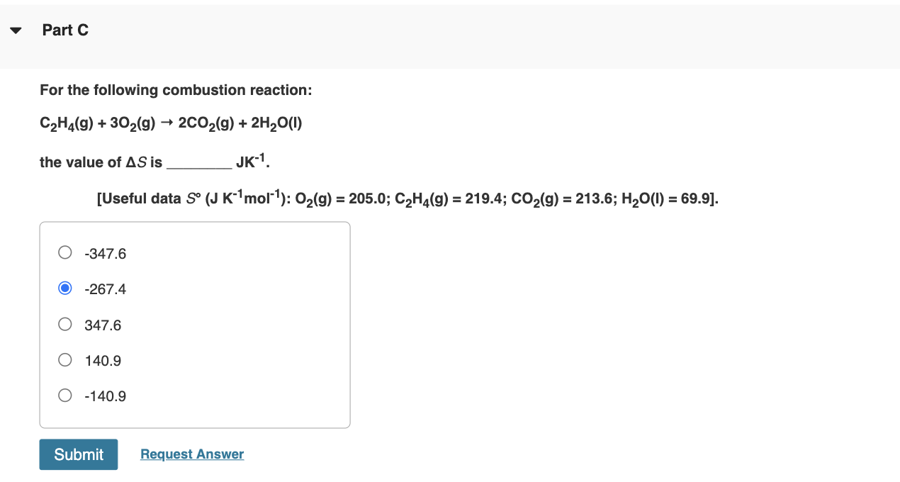 Solved Part CFor the following combustion | Chegg.com