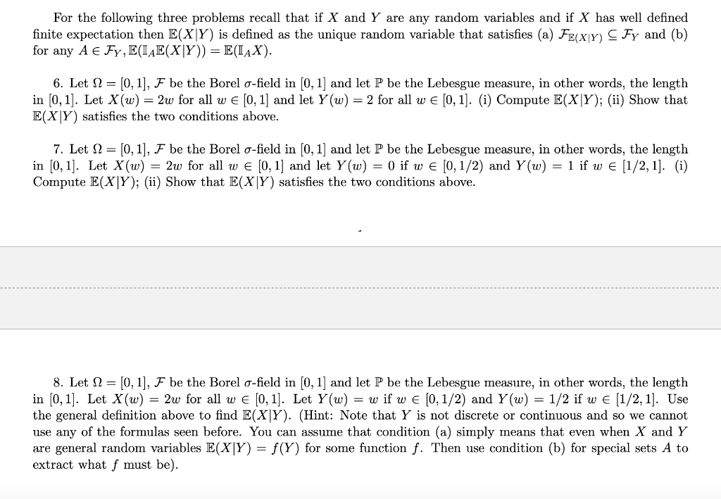 Solved For the following three problems recall that if X and | Chegg.com