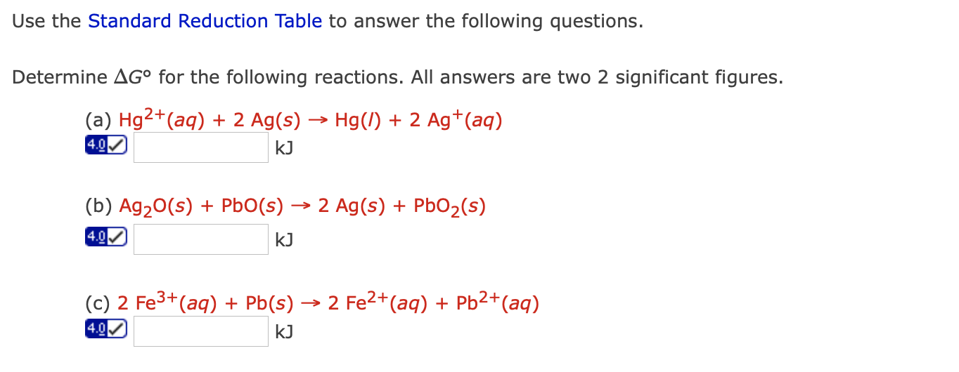 Solved Ise the Standard Reduction Table to answer the | Chegg.com