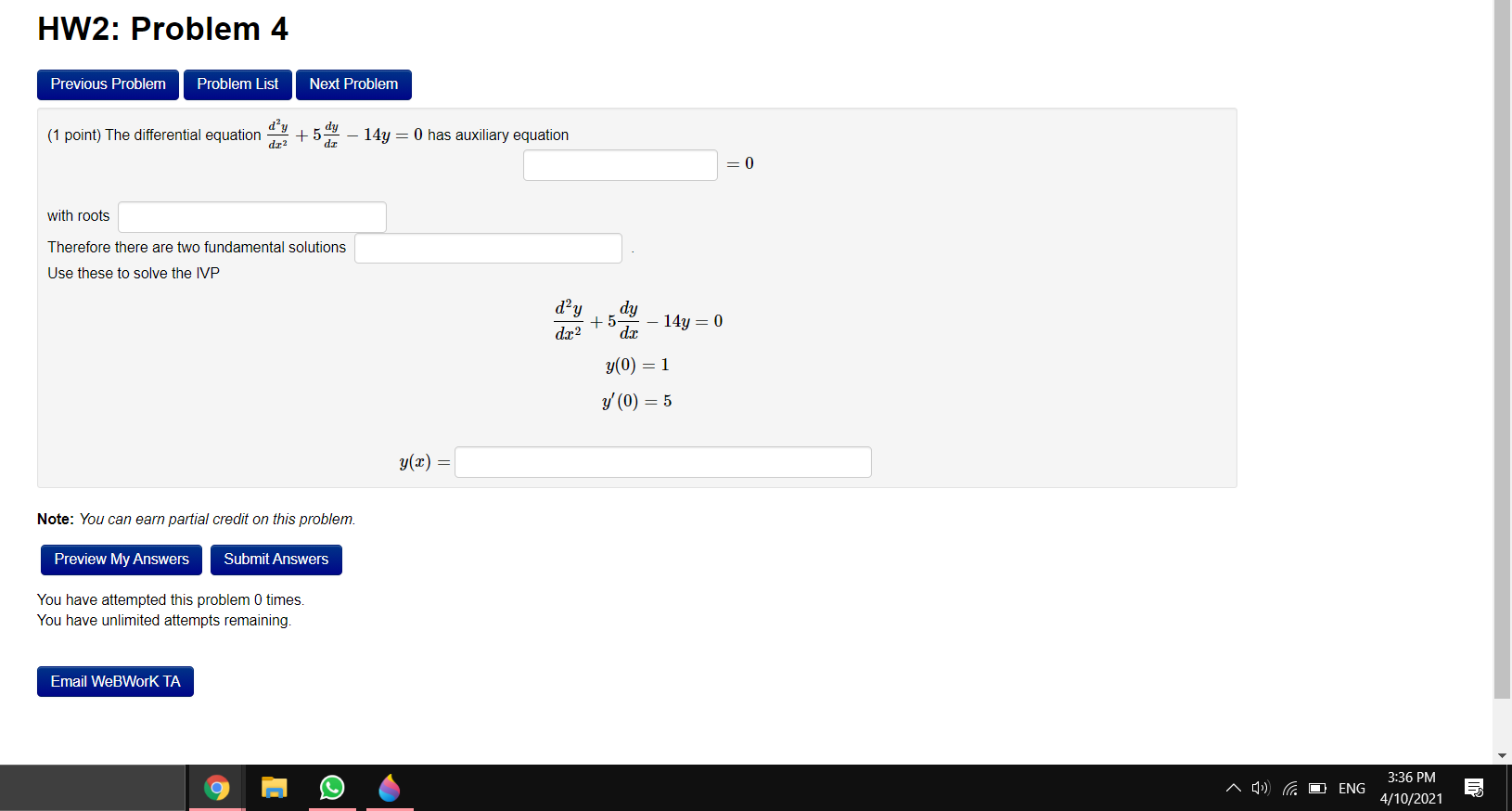 Solved HW2: Problem 4 Previous Problem Problem List Next | Chegg.com