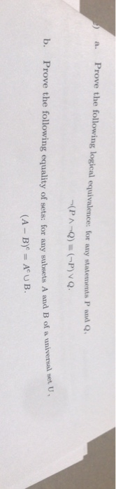 Solved ) a. Prove the following logical equivalence: for any | Chegg.com