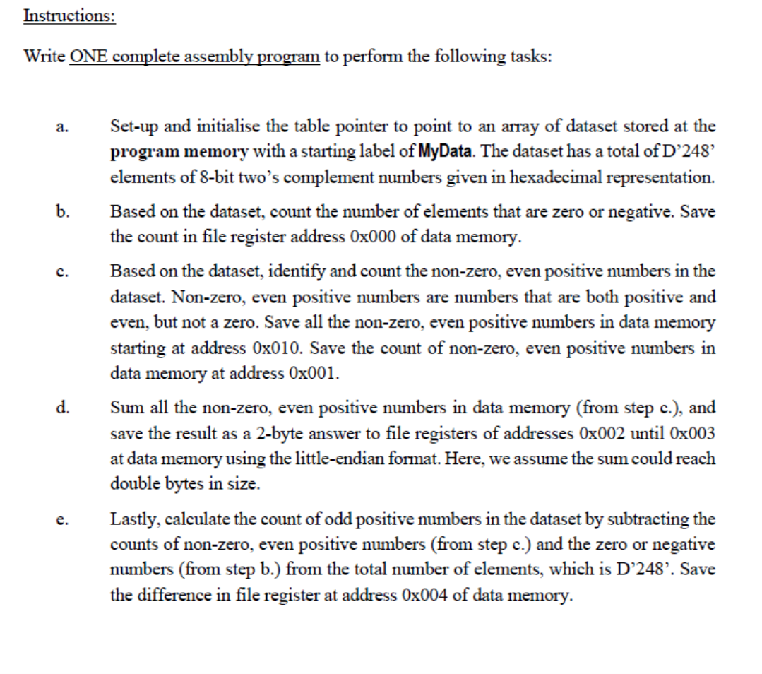 Solved Instructions: Write ONE complete assembly program to | Chegg.com