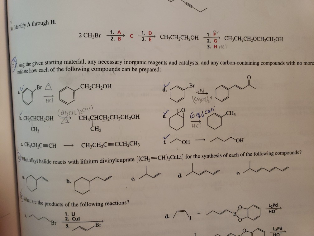 Solved gu. Identify A through H. 2 CHșBr 2 À 2 PCHCH_CH,OH | Chegg.com