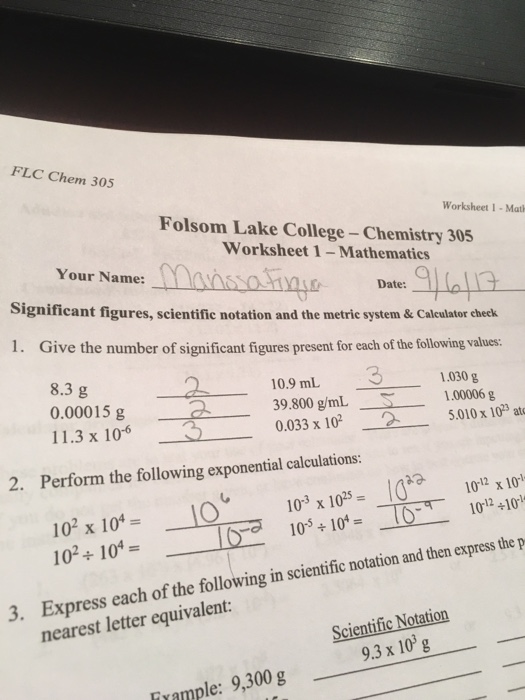 Significant Figures Worksheet With Answers Calculations With