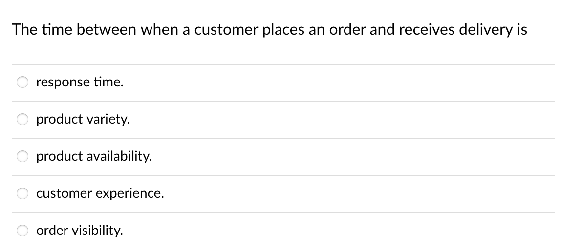Solved The time between when a customer places an order and | Chegg.com