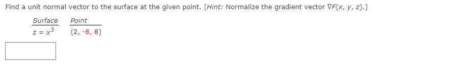 Solved Find a unit normal vector to the surface at the given | Chegg.com