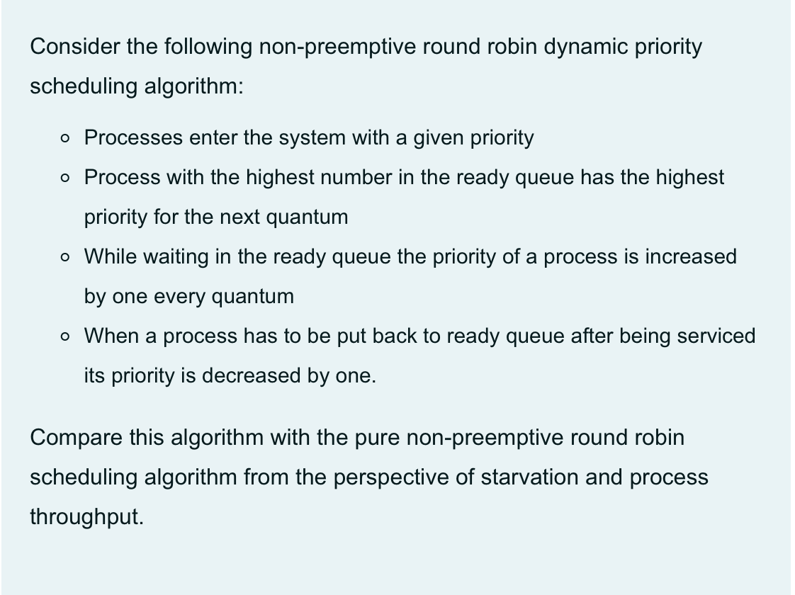 Solved Consider the following non-preemptive round robin | Chegg.com