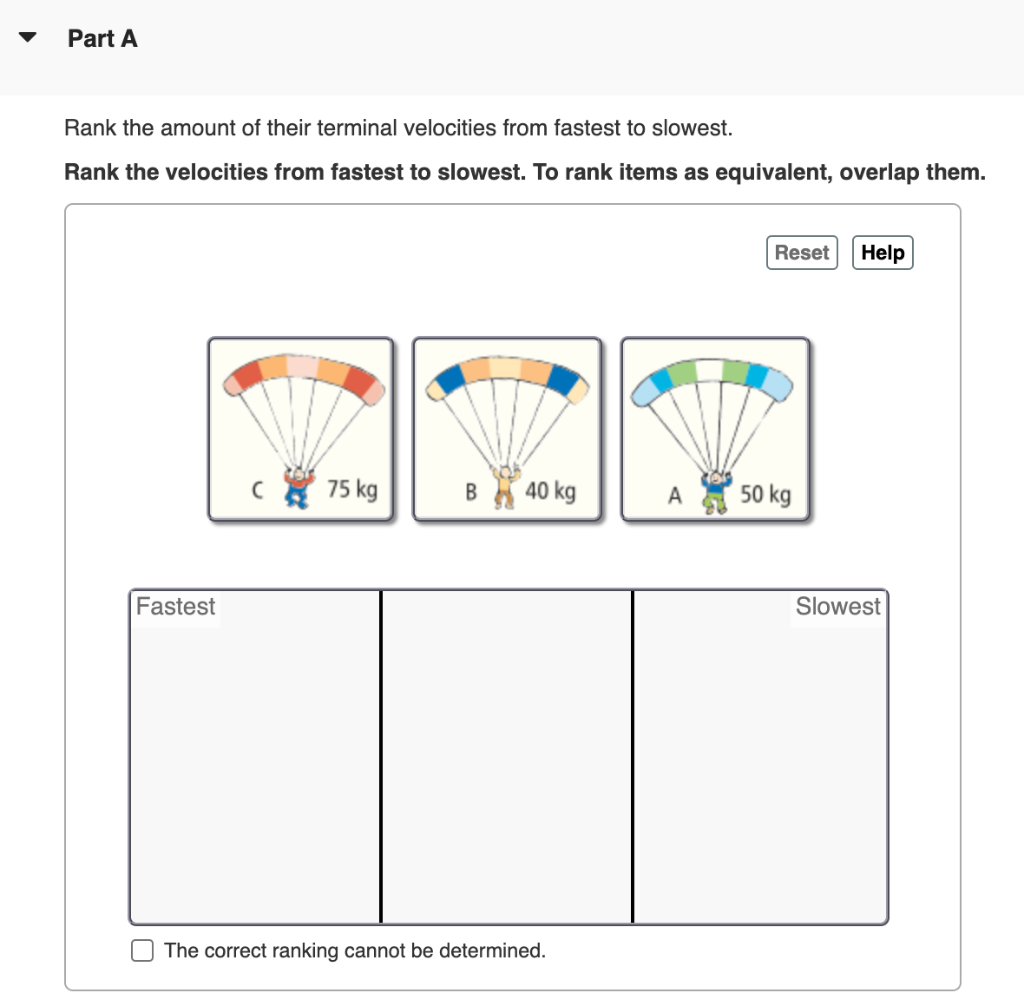 Solved Rank the amount of their terminal velocities from | Chegg.com