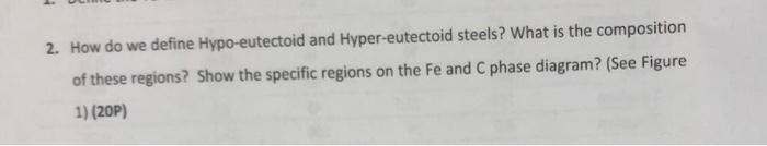 Solved 2. How do we define Hypo-eutectoid and | Chegg.com