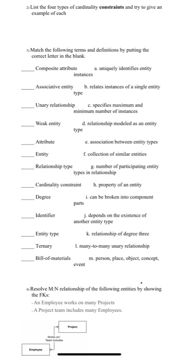 Solved List the four types of cardinality constraints and | Chegg.com