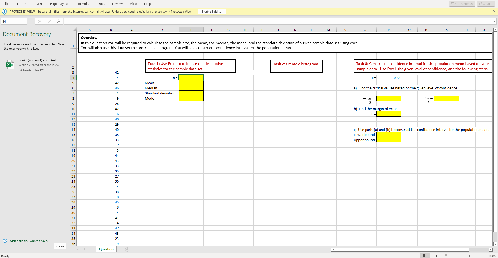 Solved File Home Insert Page Layout Formulas Data Review | Chegg.com