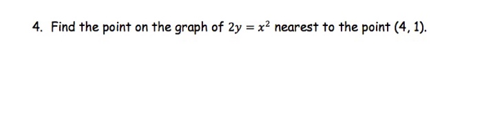 Solved Find the point on the graph of 2y = x^2 nearest to | Chegg.com