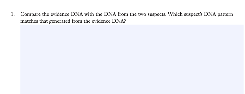 1. Compare the evidence DNA with the DNA from the two | Chegg.com