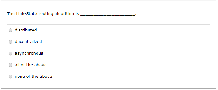Solved The Link-State routing algorithm is distributed O | Chegg.com