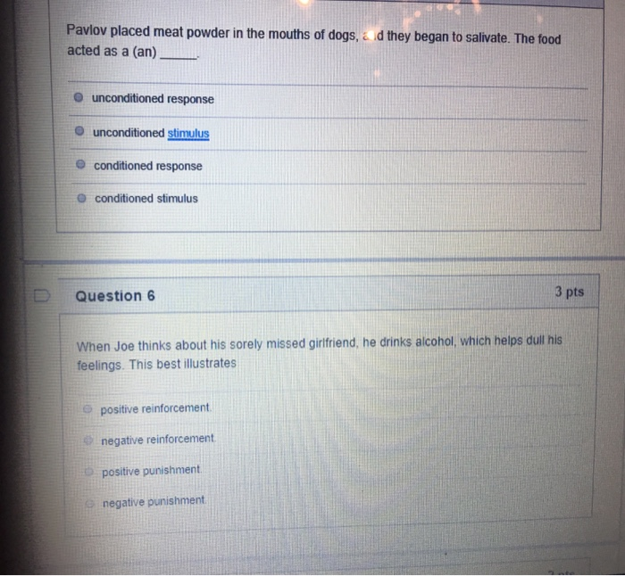 Solved Pavlov placed meat powder in the mouths of dogs, ¿ 'd | Chegg.com