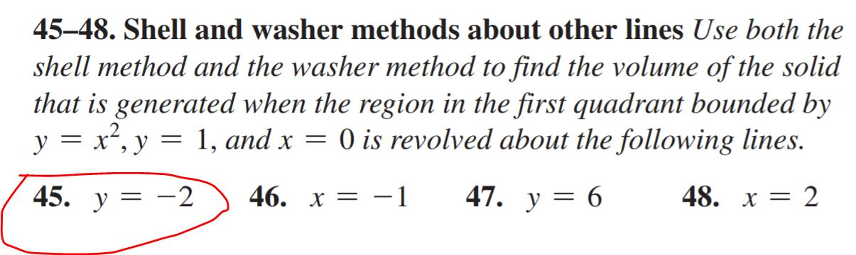 Solved 45-48. Shell and washer methods about other lines Use | Chegg.com