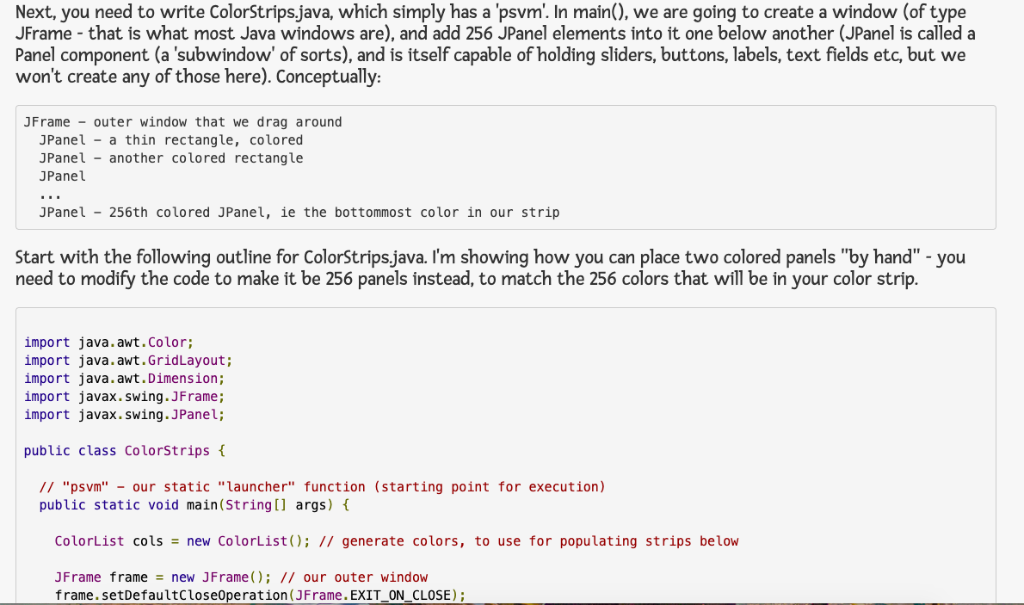 Solved Q. Color strips creation (15 points) Let's start with | Chegg.com