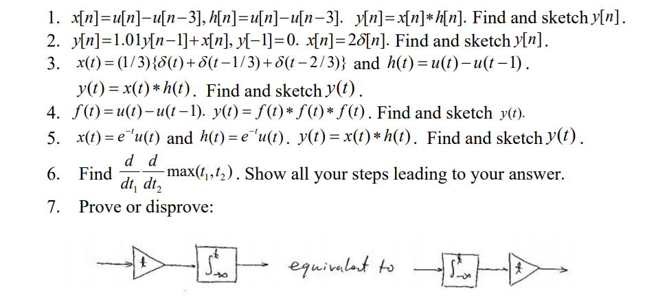 Solved 1. x[n]=u[n]−u[n−3],h[n]=u[n]−u[n−3].y[n]=x[n]∗h[n]. | Chegg.com