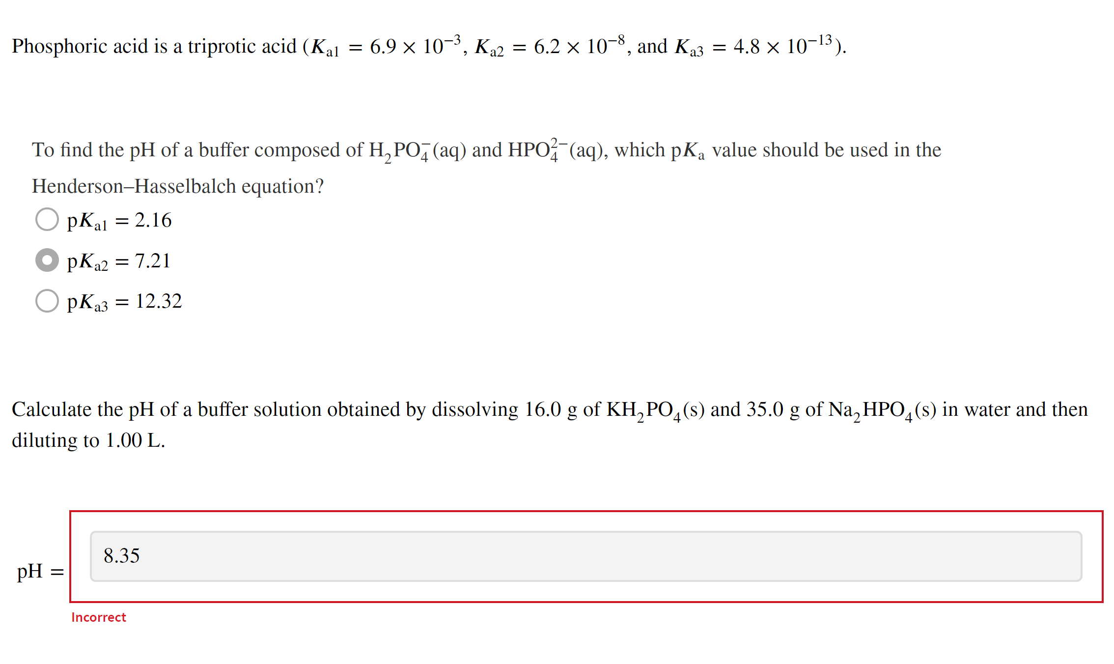 Solved Phosphoric acid is a triprotic acid | Chegg.com