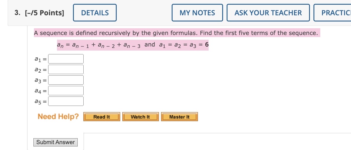 Solved A sequence is defined recursively by the given | Chegg.com