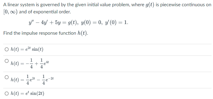 Solved A linear system is governed by the given initial | Chegg.com