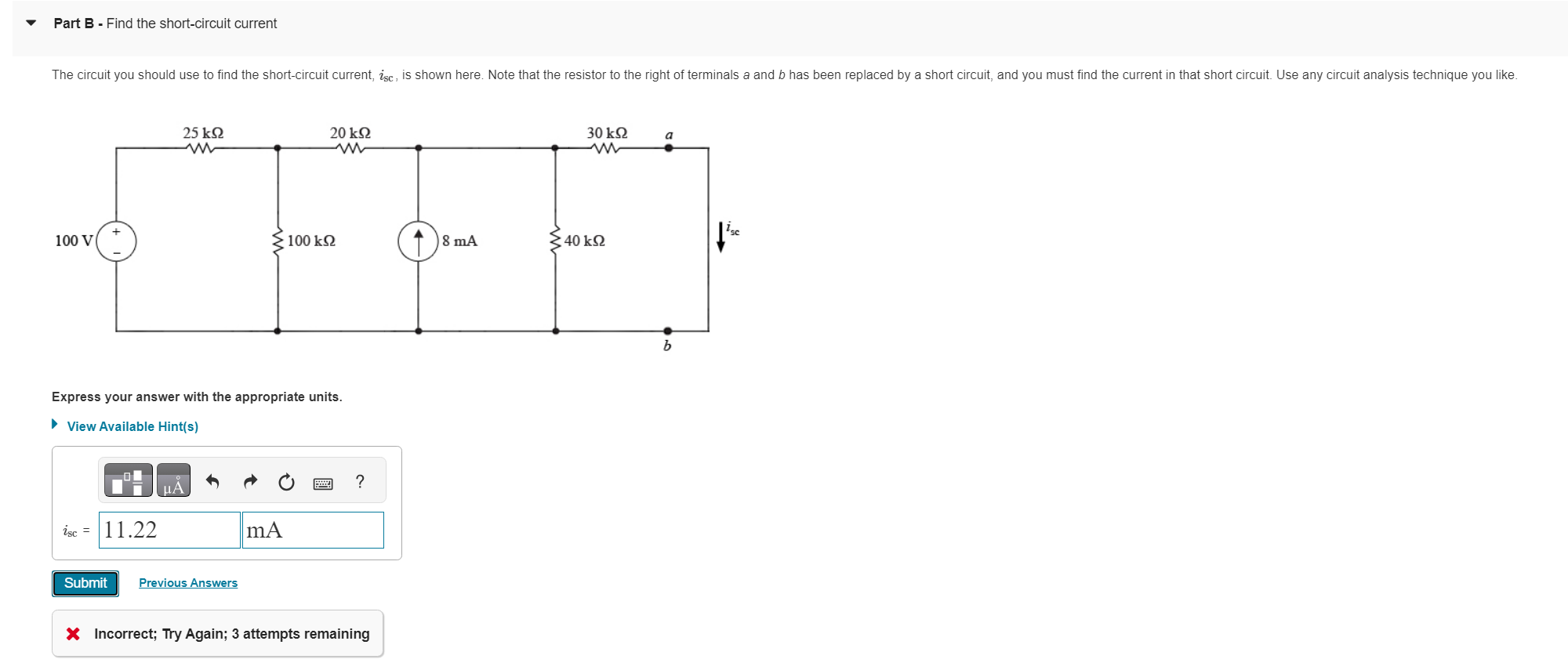 Solved Part B - Find the short-circuit currentExpress your | Chegg.com Solved Part B - Find the short-circuit currentExpress your | Chegg.com