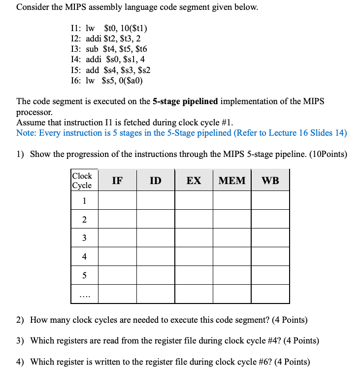 Solved Consider the MIPS assembly language code segment | Chegg.com