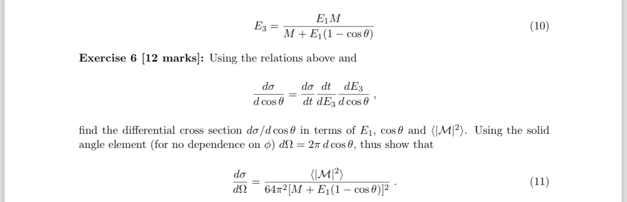 Solved E3=M+E1(1−cosθ)E1M Exercise 6 [12 marks]: Using the | Chegg.com