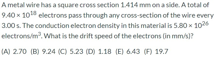 Solved A metal wire has a square cross section 1.414 mm on a | Chegg.com