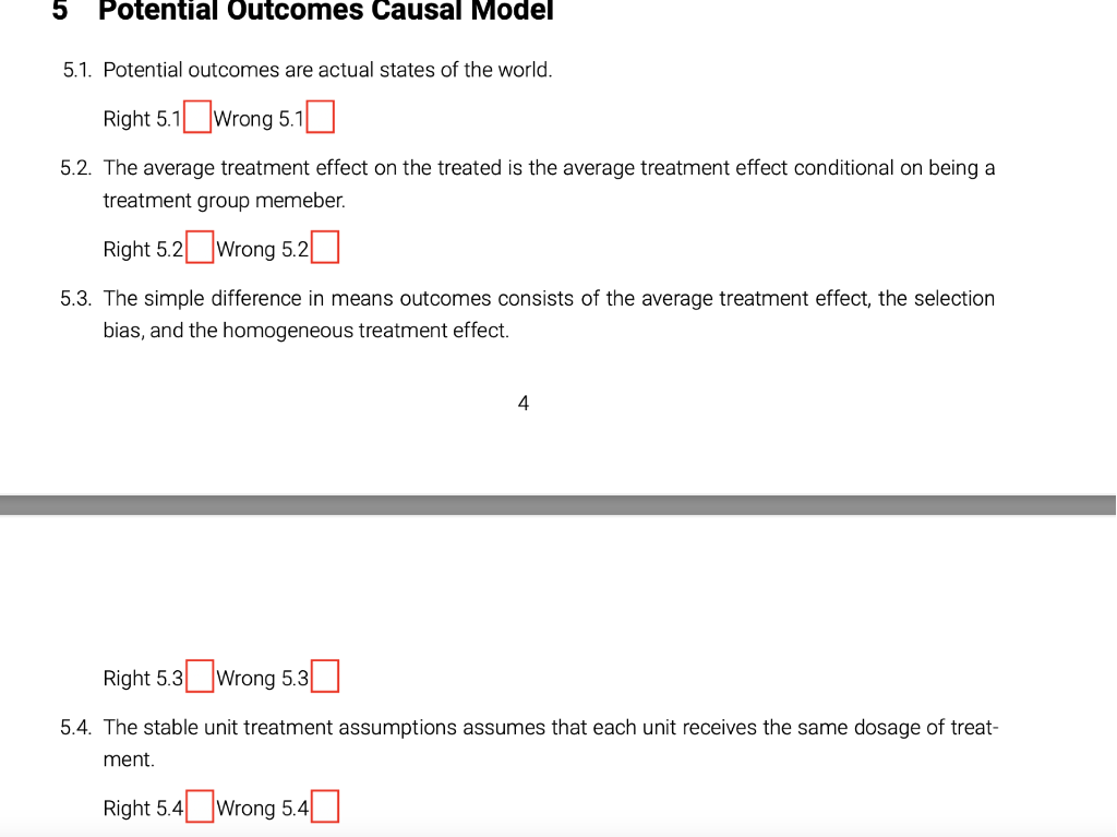 Solved 5.1. Potential outcomes are actual states of the | Chegg.com