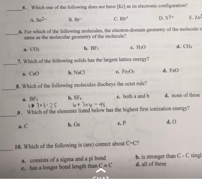 Solved 5. Which one of the following does not have [Kr) as | Chegg.com