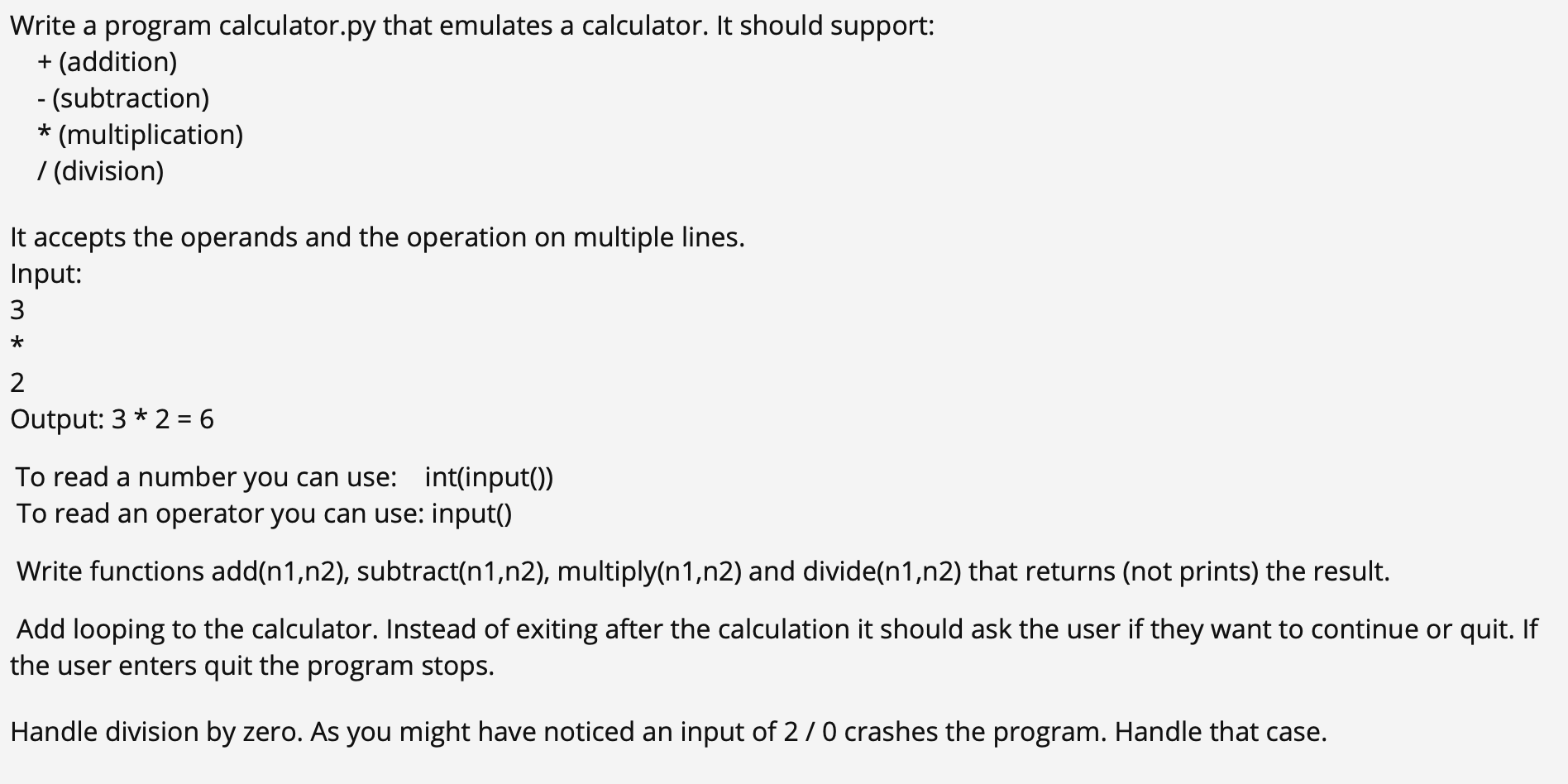 Solved Write A Program Calculator Py That Emulates A