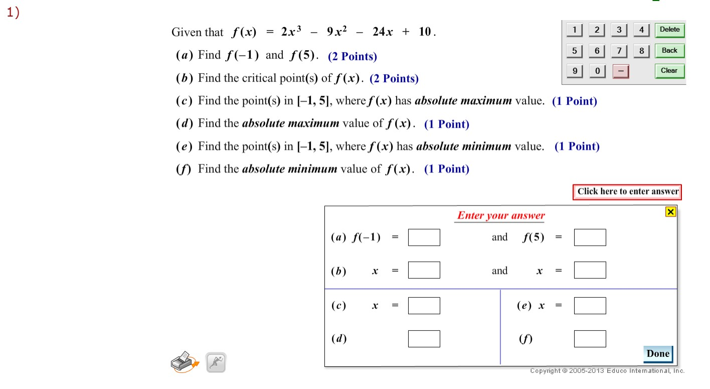 Solved Given that f(x) = 2x3 - 9x2 - 24x + 10. (a) Find | Chegg.com