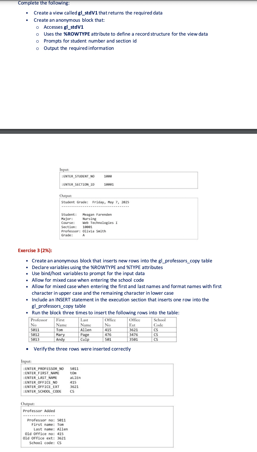 Solved - Create a view called gl_stdV1 that returns the | Chegg.com