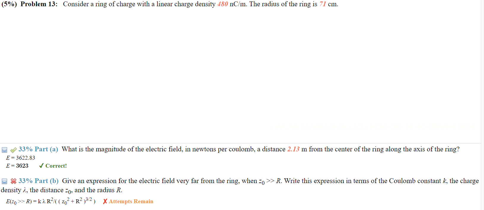 Solved Δ33% Part (c) Give an expression for the electric | Chegg.com