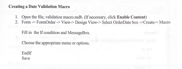 Creating a Date Validation Macro 1. Open the file, | Chegg.com
