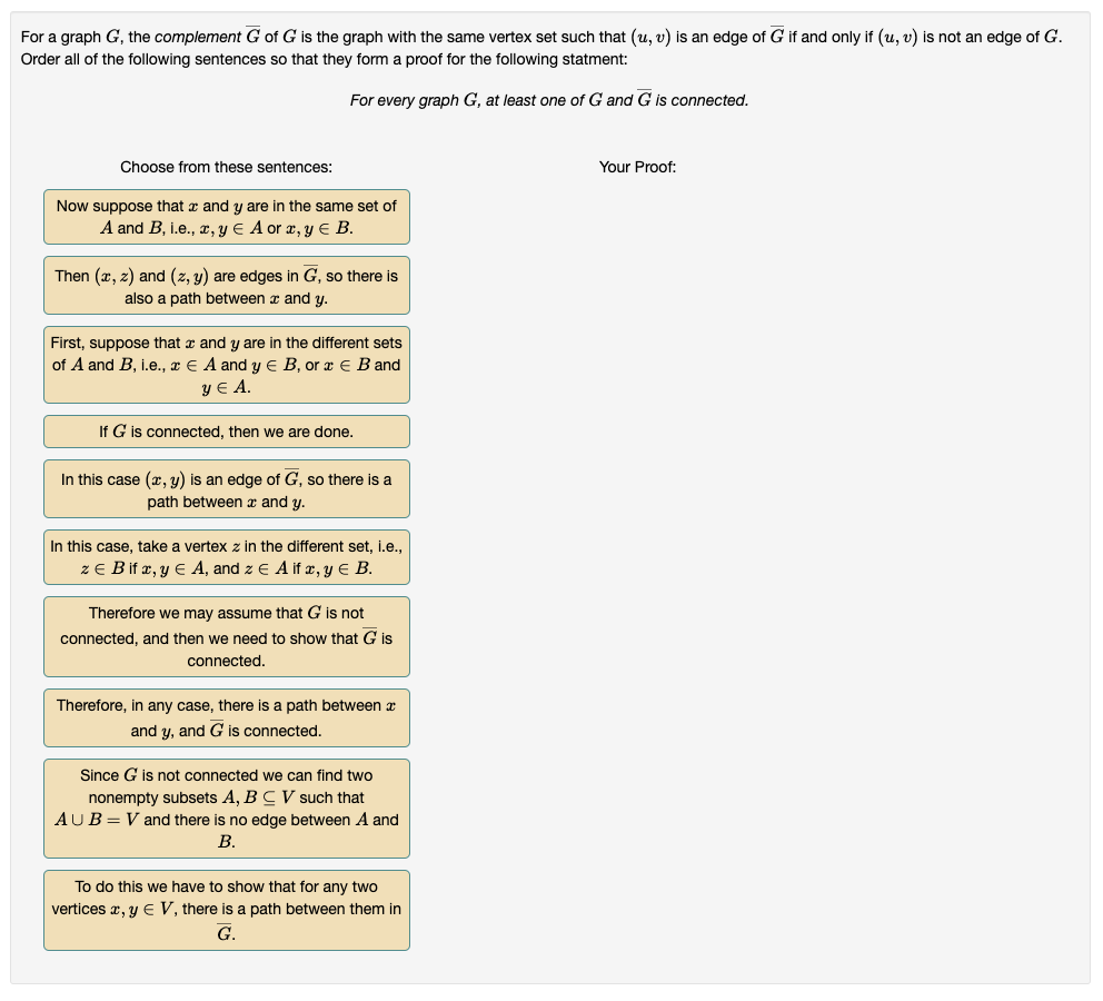 Solved For a graph G, the complement Gˉ of G is the graph | Chegg.com