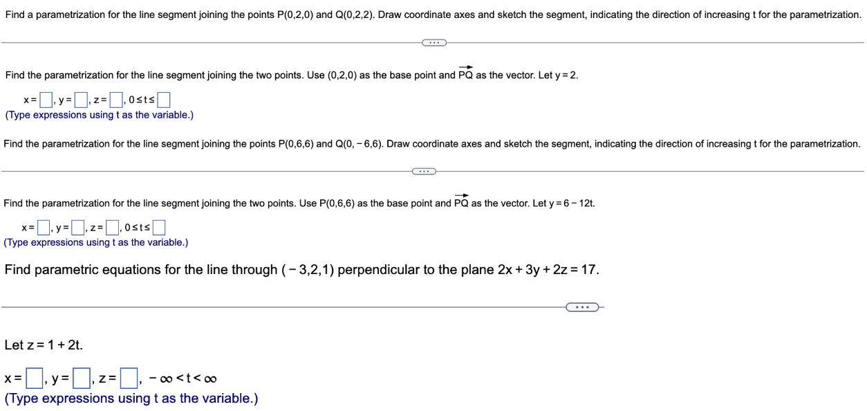 Solved Find the parametrization for the line segment joining | Chegg.com
