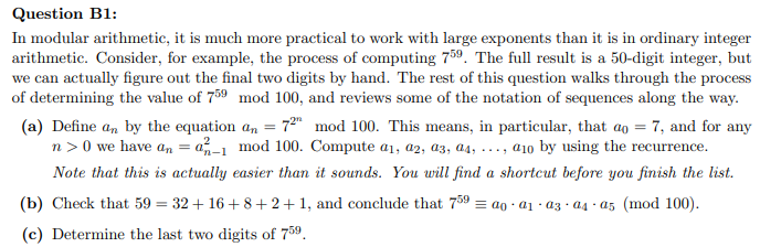 Solved In modular arithmetic, it is much more practical to | Chegg.com