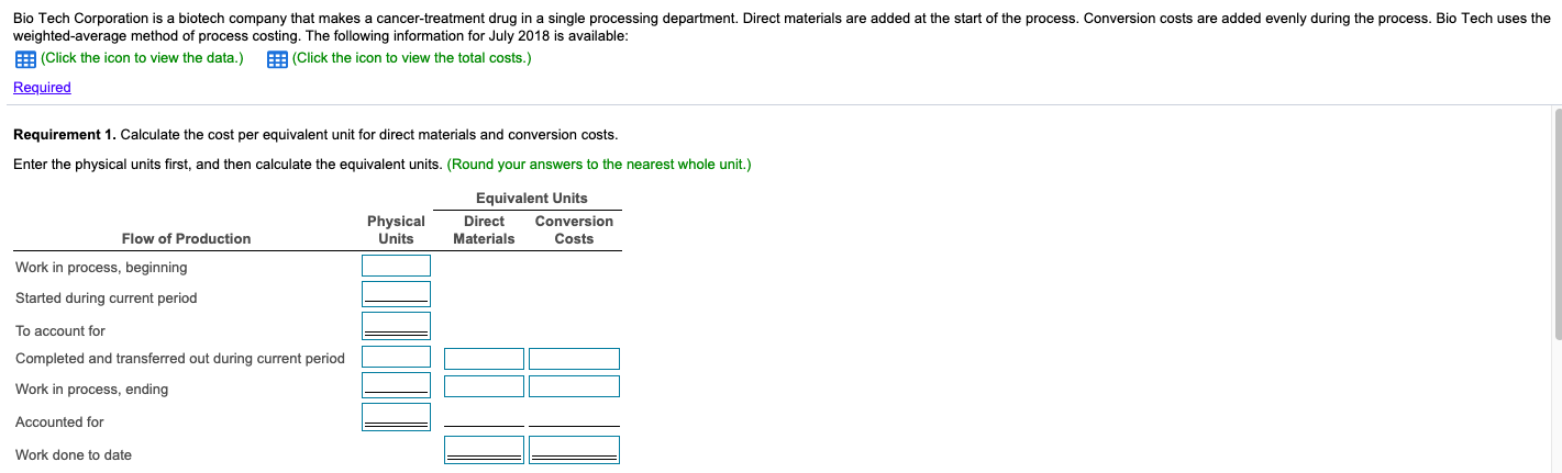 Solved Equivalent Units Physical Direct Conversion Units | Chegg.com