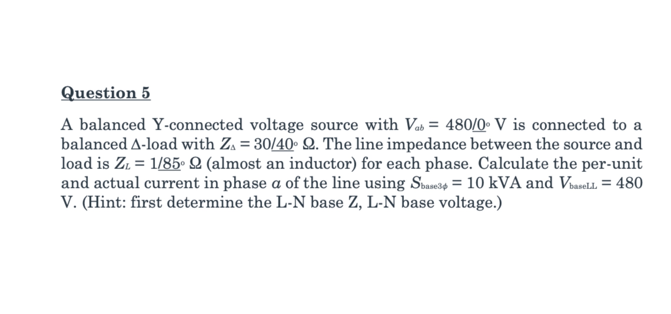 Solved For the balanced circuit shown below, the phase | Chegg.com