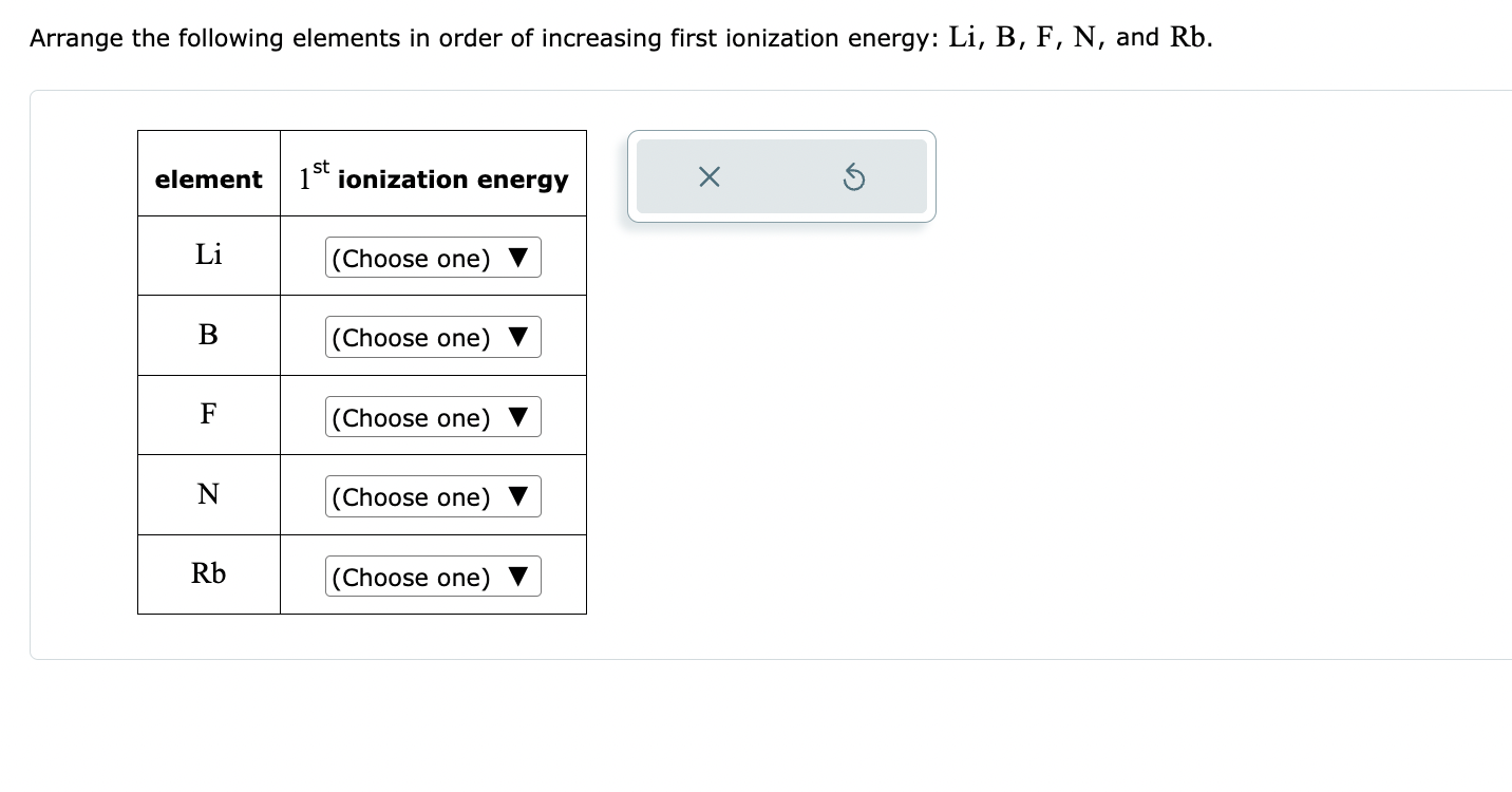 Solved Arrange the following elements in order of increasing | Chegg.com