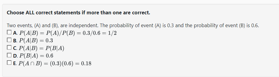 Solved Choose ALL correct statements if more than one are | Chegg.com