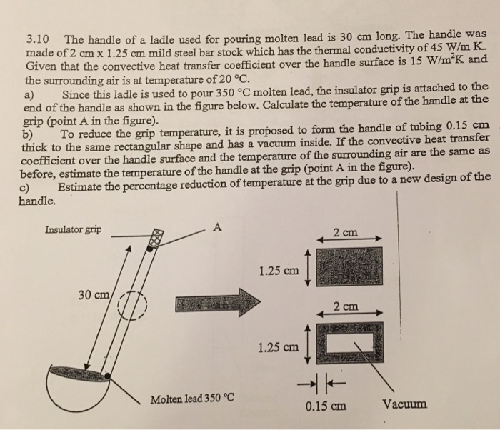 Solved The handle of a ladle used for pouring molten lead is | Chegg.com