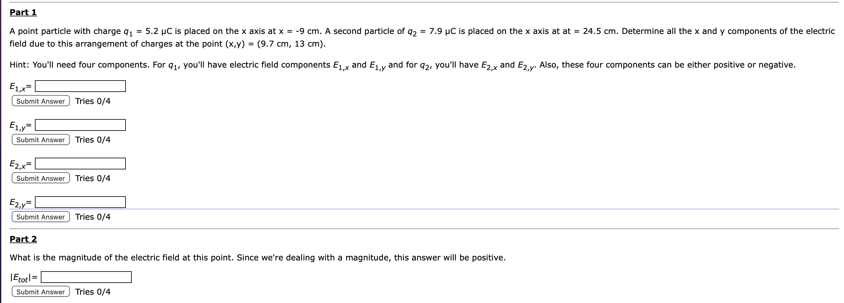 Solved field due to this arrangement of charges at the point | Chegg.com