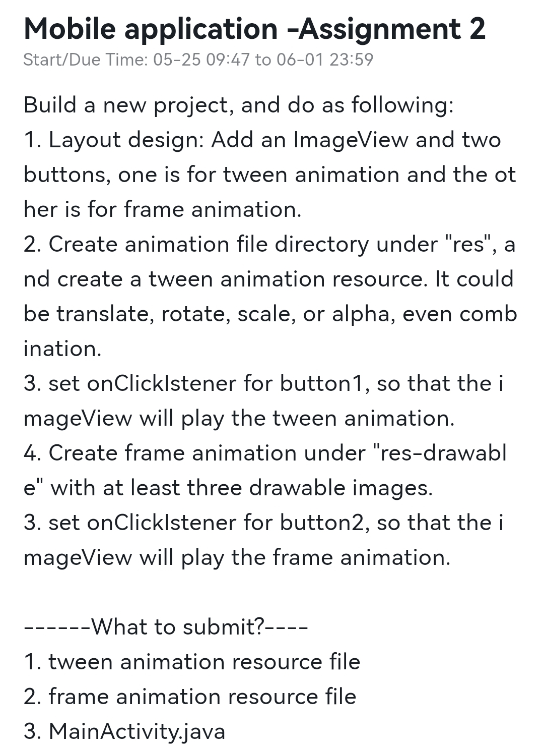 Solved Mobile Application Assignment 2 Start Due Time