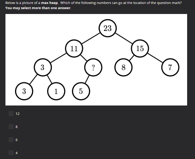 Solved Below is a picture of a max heap. Which of the | Chegg.com
