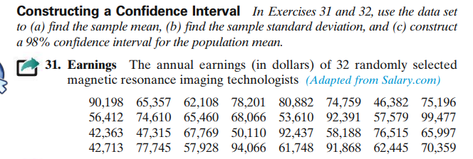 Constructing a Confidence Interval In Exercises 31 | Chegg.com