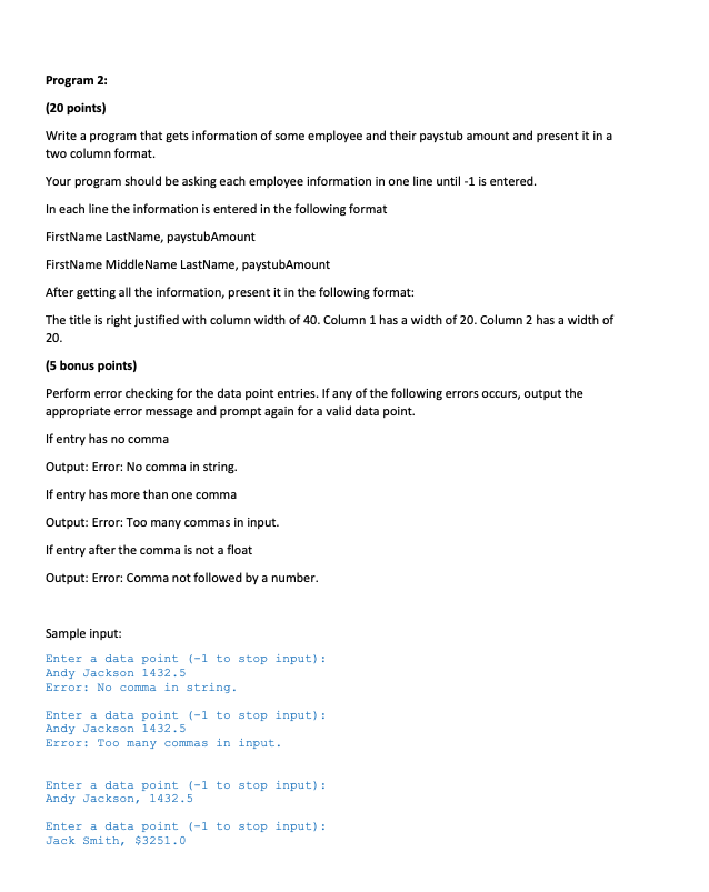 Solved Program 2 20 Points Write A Program That Gets